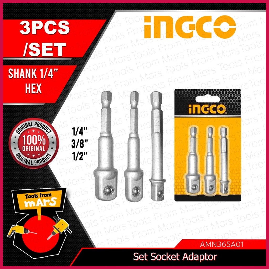 INGCO 3PCS Magnetic Nut Set Socket Adaptor for Cordless Drill AMN365A01 ...