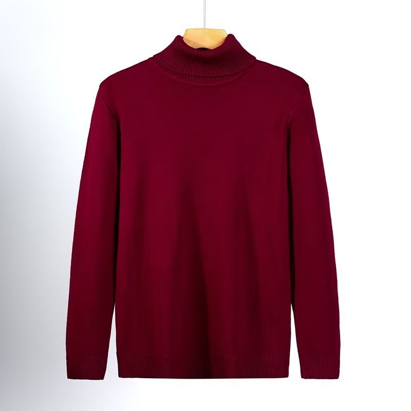 Men's High Neck Clean Sweater Men's Winter Thick Knitwear Men's Casual ...