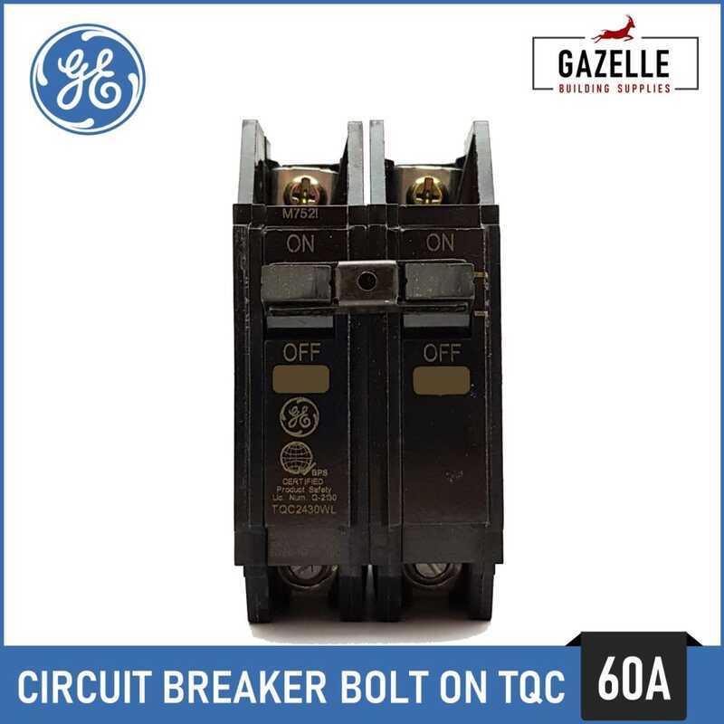 GE Circuit Breaker Bolt On 2 Pole TQC - 60A Amps Amperes Panel Box ...