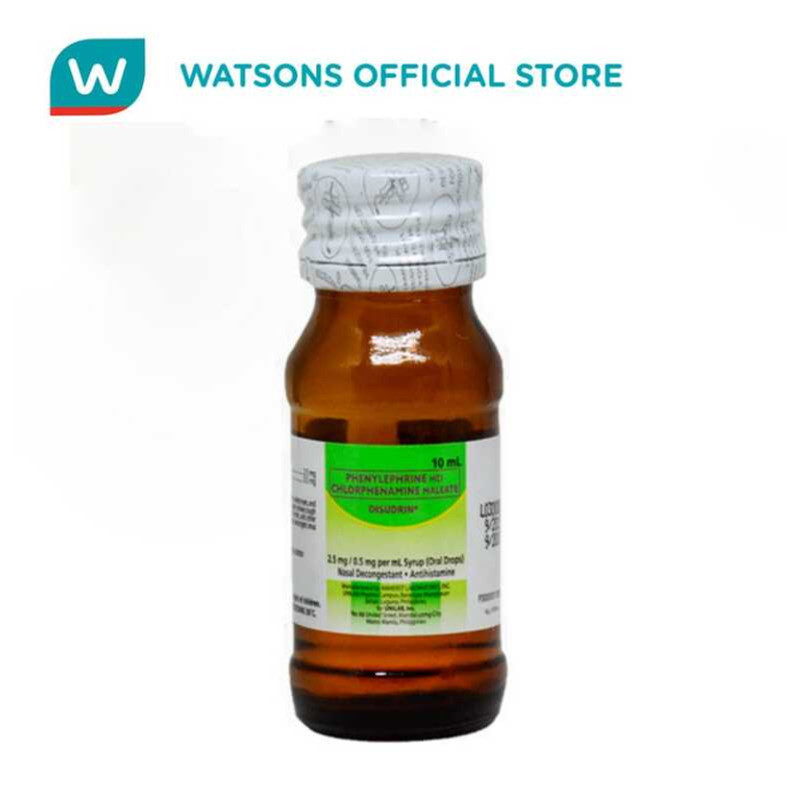 DISUDRIN Phenylephrine HCl 2.5mg Chlorphenamine Maleate 0.5mg Drops 10 ...