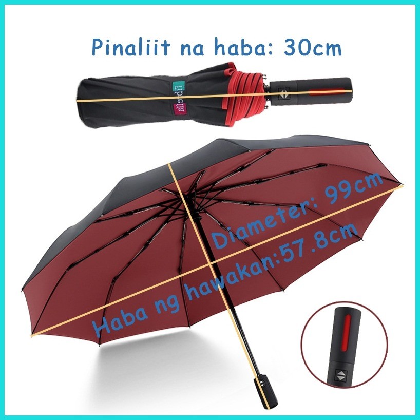 BE Fibrella Umbrella 3Folds Automatic UPF50+ Black Backing UV Protection Sun And Rain #3001 ...