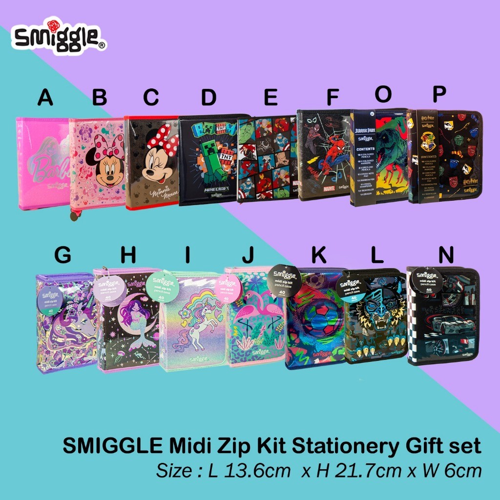 Smiggle Midi Zip Kit Stationery Gift set | Shopee Philippines
