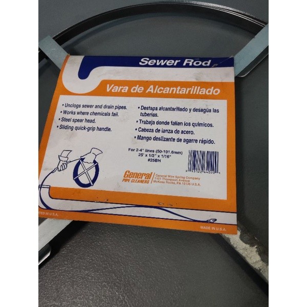 Sewer Rod or Plehe , Panundot 1/2x50 feet Heavy Duty U.S Made (Clears ...