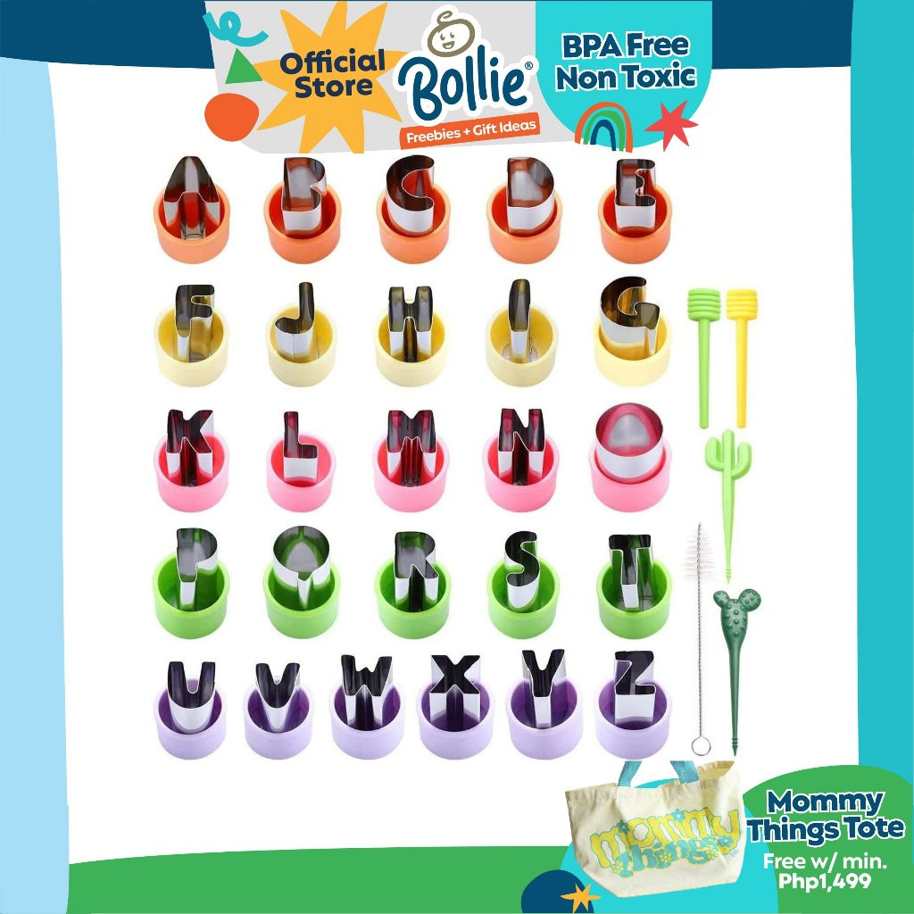 Bollie Baby Alphabet Cookie Fruit Vegetable Cutters Set (Letter Cutter ...