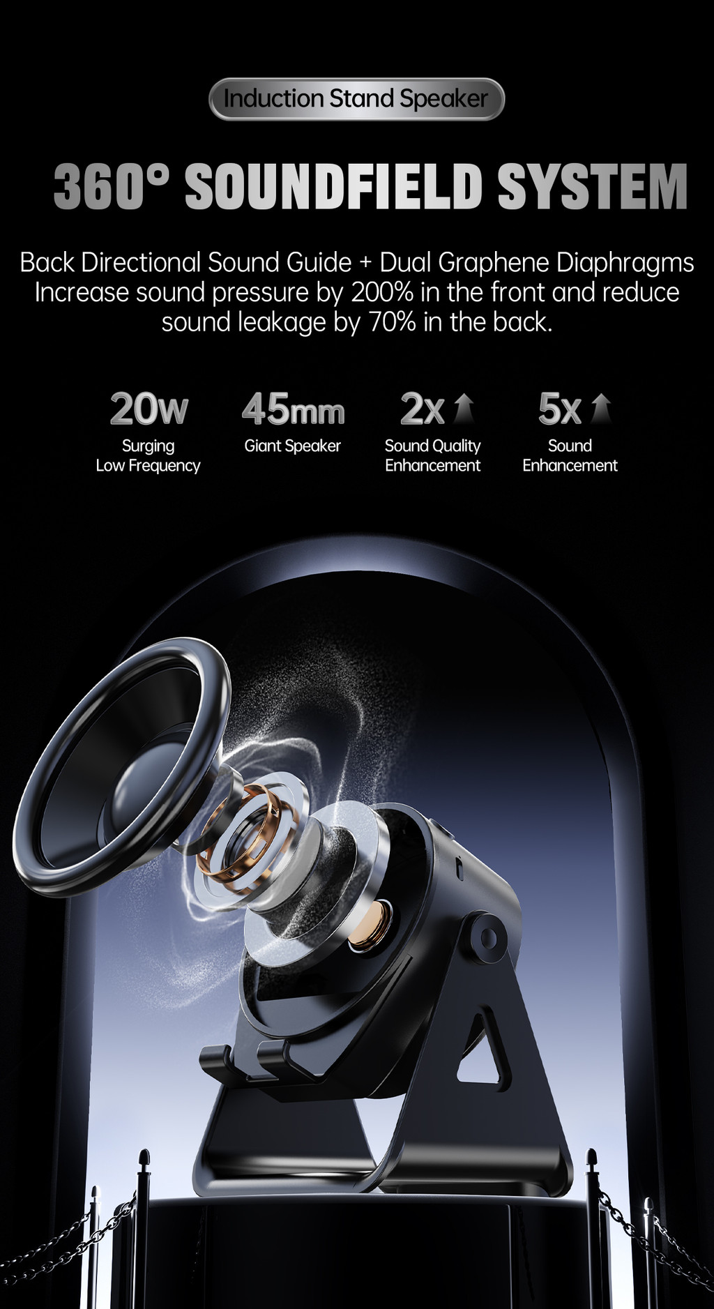 HINAR ZJ08 Bluetooth Wireless Induction Speaker Phone Holder RGB ...