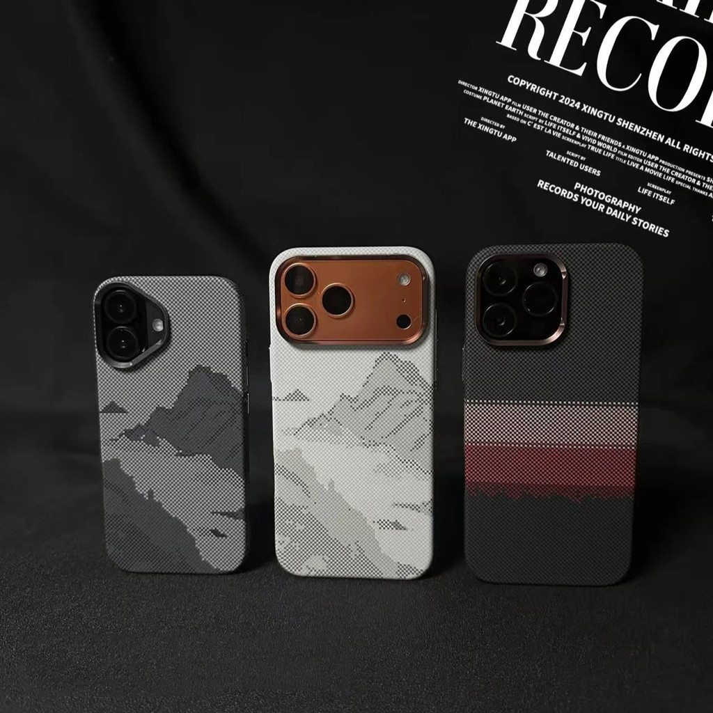 Mountain peaks and valleys grey hard case for iphone 17 16 15 pro max ...