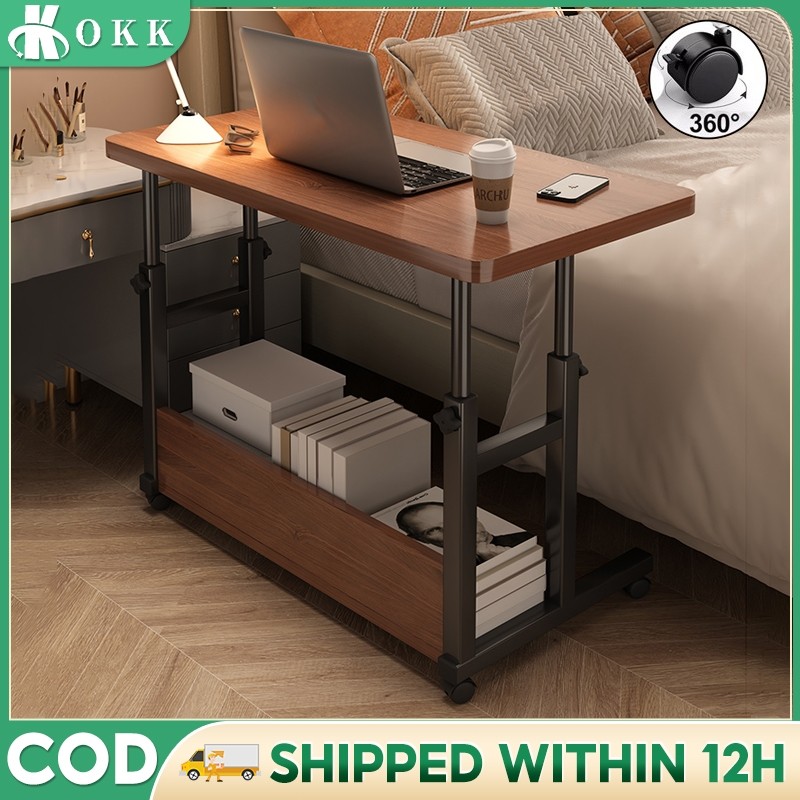 H-Legs Stable Adjustable Table With Wheels Portable Standing Computer ...