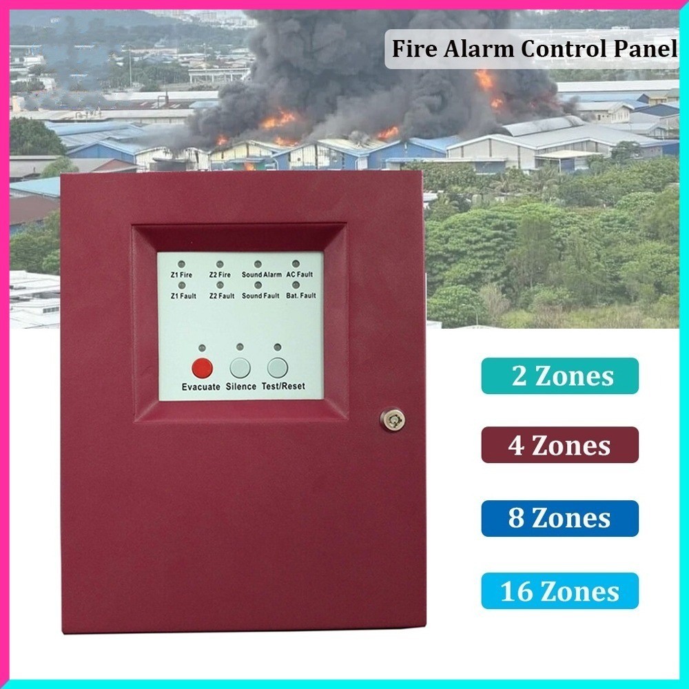 2 Zones Fire Alarm Control Panel with AC power input Fire Alarm Control ...