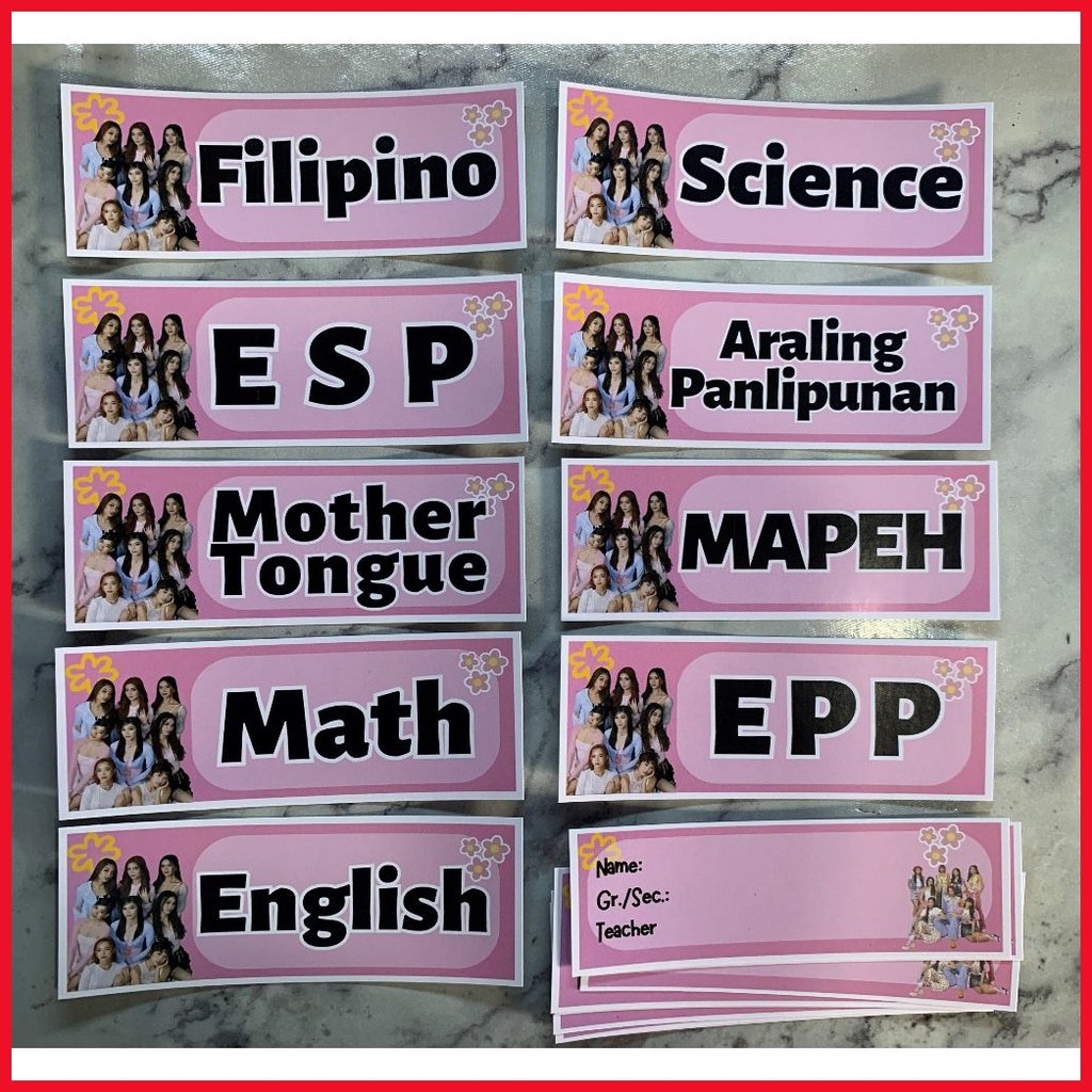 BINI Inspired Subject and Name Stickers (PINK) GRADE 4 BELOW | Shopee ...