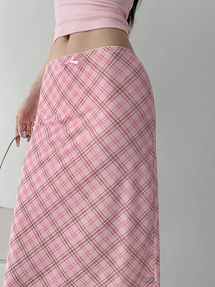 JJ Shop Pink Plaid Skirt Very Cute Sweet Comfortable To Wear Stretches ...