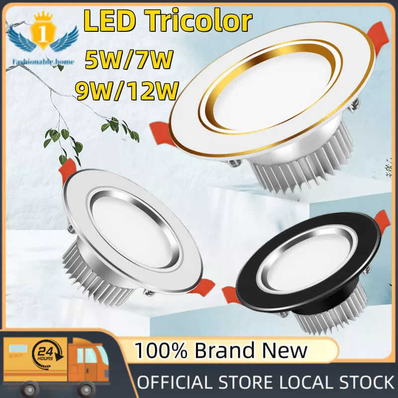 Downlight LED Recessed Pin Tricolor 5W/7W Panel Light Ceiling 3000/4000 ...