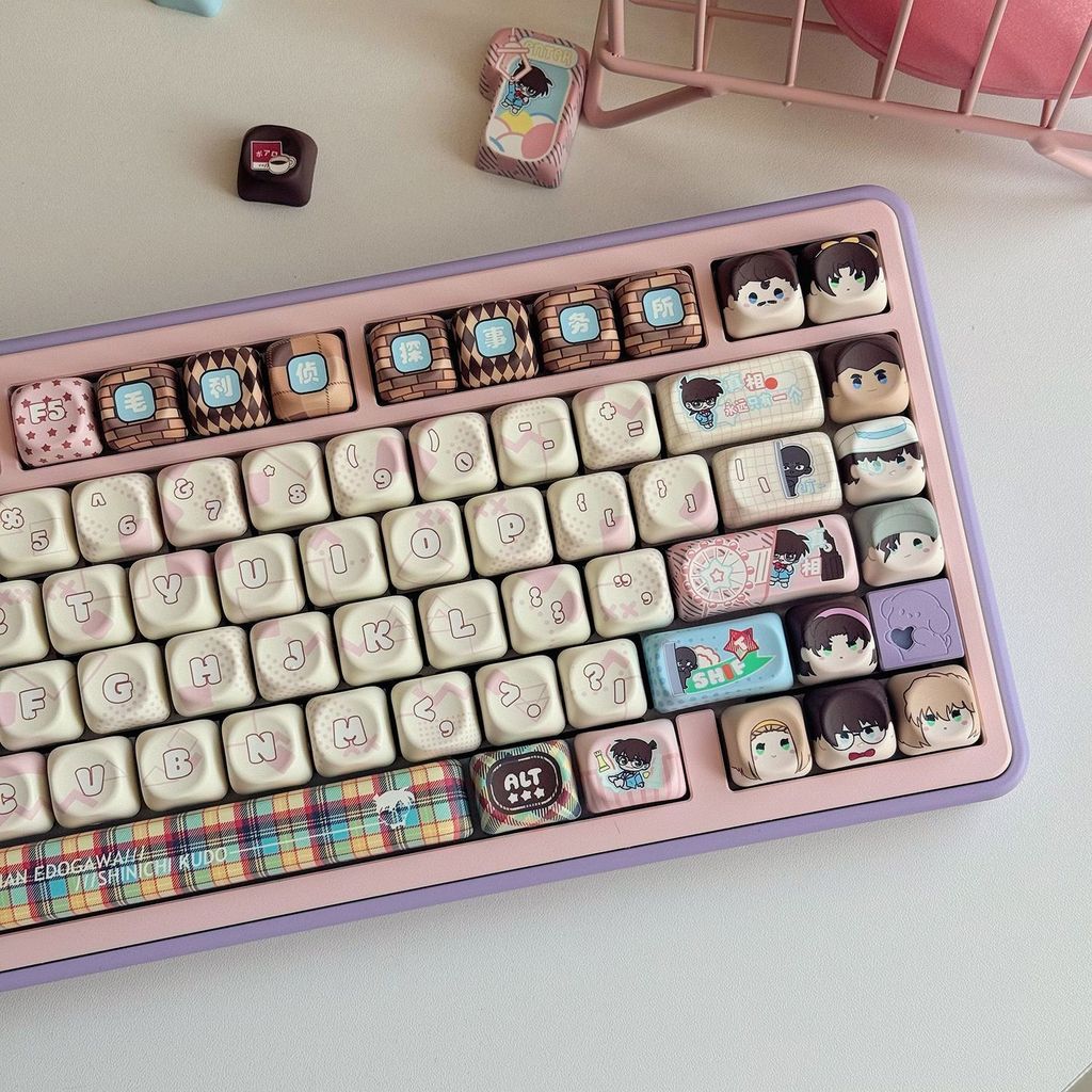 PBT Keycap MOA Anime Conan Round Keycap Dye Sublimation Keycap Cute ...