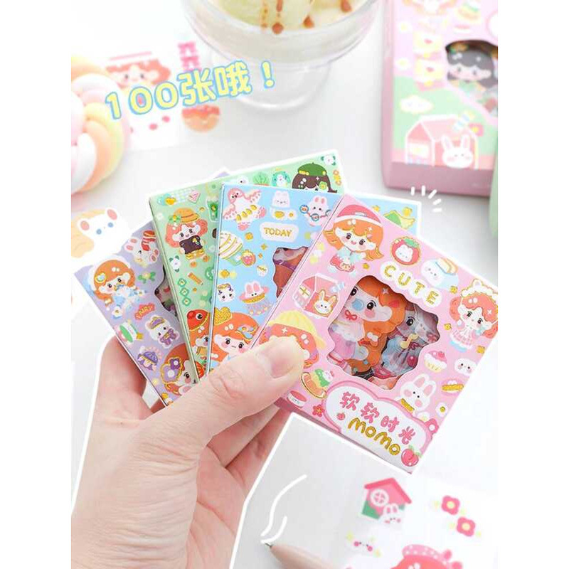 100 Sheets of Gift Box PET Stickers Guka 3D Decoration Small Patterns ...