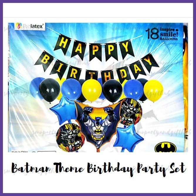 Batman Theme: Happy Birthday Balloon Party Set and HBD Banner For ...