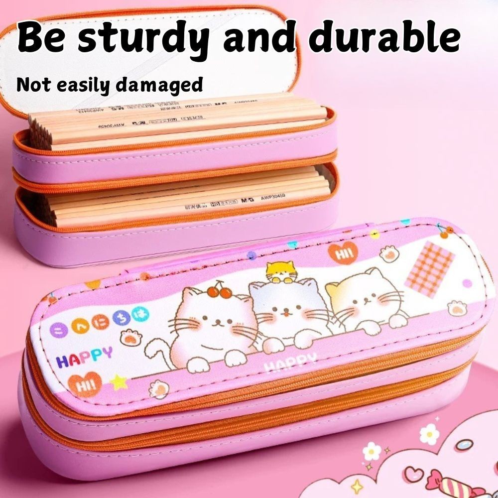 Organizer Pencil Cartoon Large With Capacity Zipper Pouch For 2Layer ...