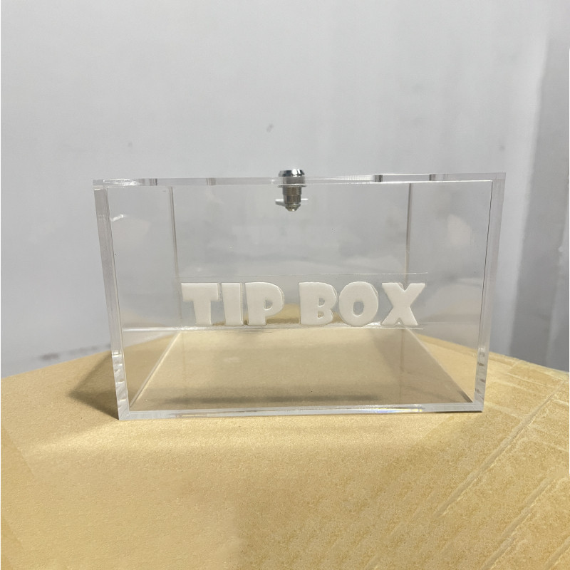 Tip Box Acrylic Tip Box with lock 6x4x4 inches comes with two keys ...