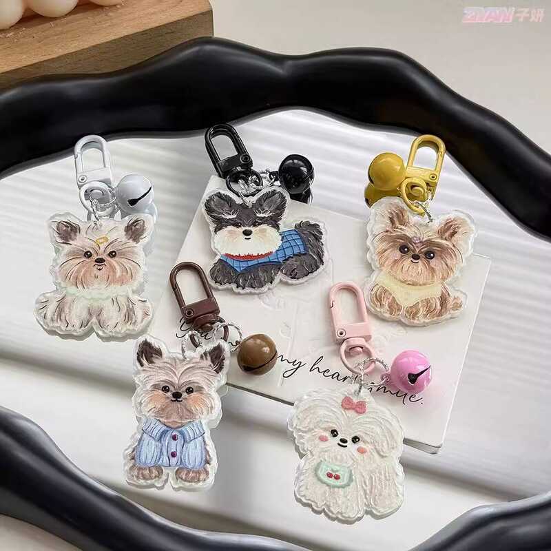Clove Cute Puppy Keychai West Highlad Dog Bell Bag Pedat Acrylic Cartoo ...