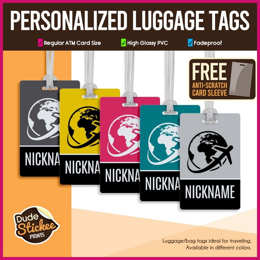 ♟ Personalized Luggage Tags - Bag Tags (World Traveler Design) | Shopee ...