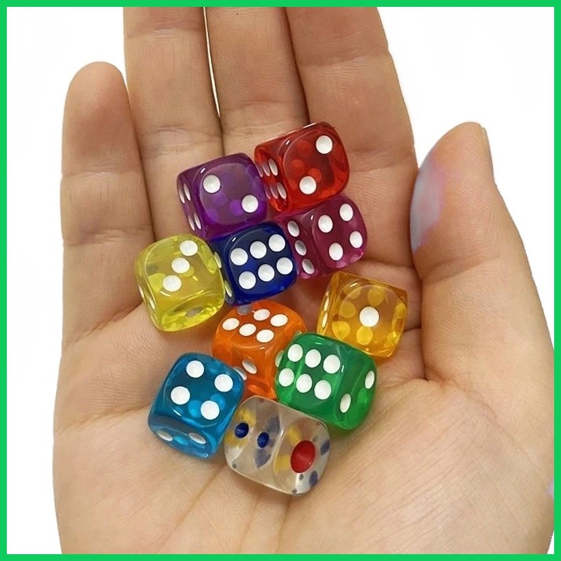۞ ♂ 20Pcs Acrylic Colorful Dice Round Corner Dice Transparent Six Sided ...