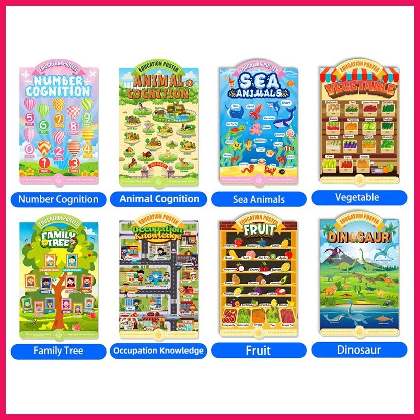 ⭐ 16pcs Chart for Kid Educational Set Wall Colors Numbers Alphabet ...