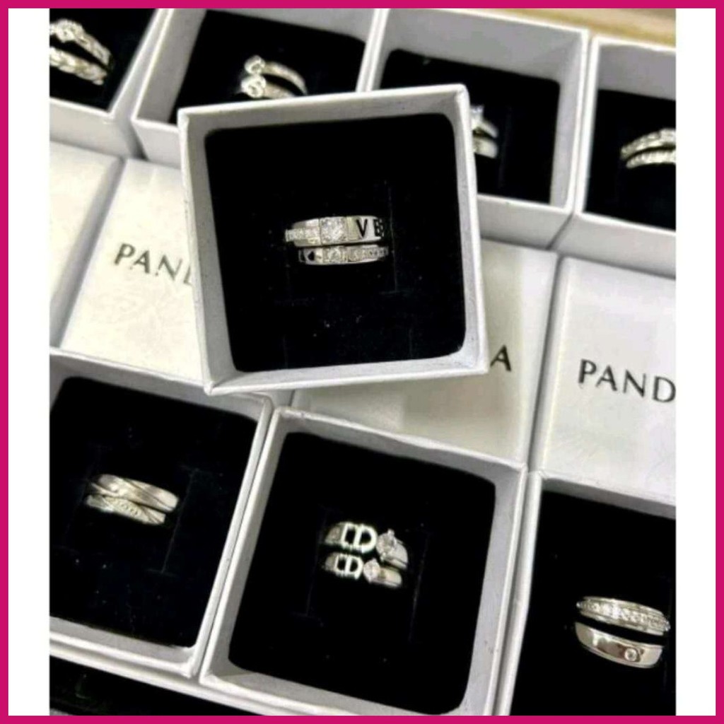 ♣ ☎ Pandora With box Promise Adjustable Promise Wedding couple Ring And ...