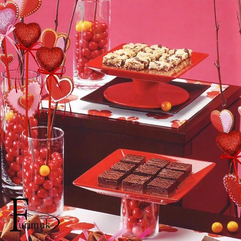 10Pcs Love Heart Picks Stick Glitter Foam Cake Toppers Pink Red ...