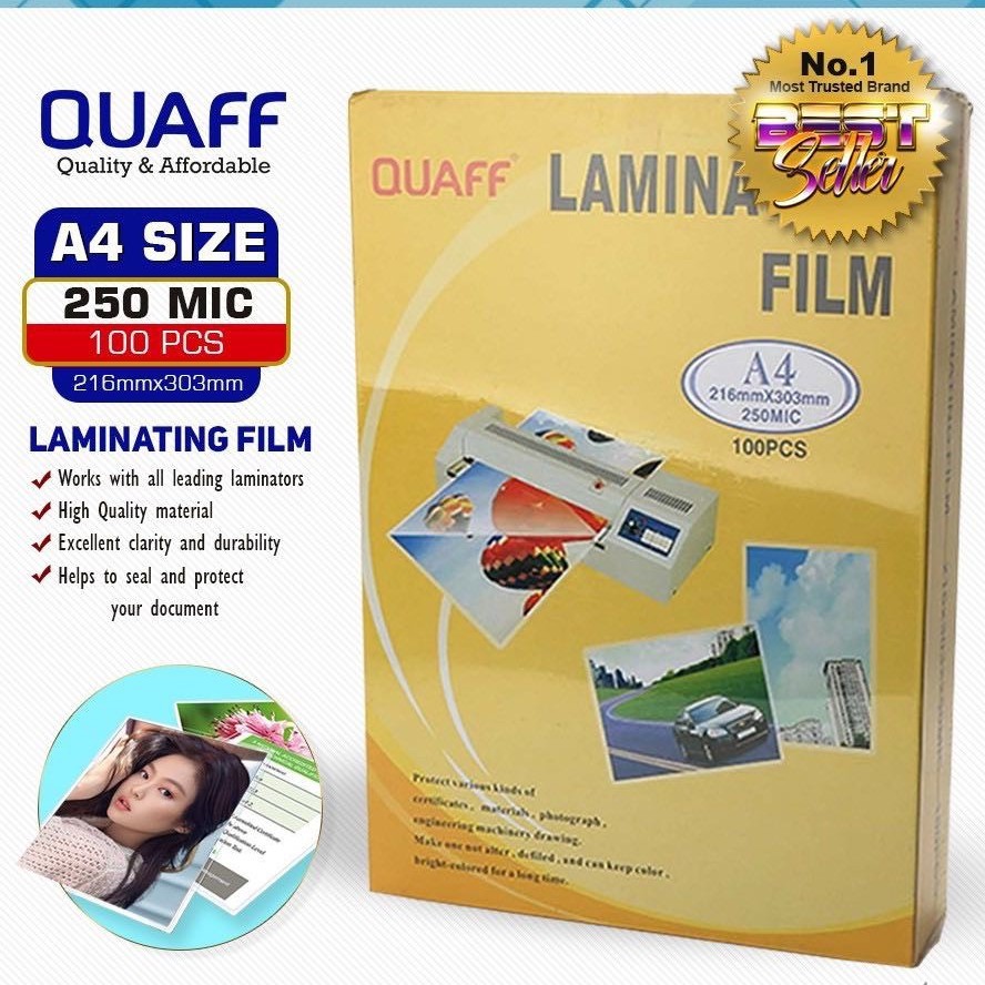 QUAFF Laminating Film A4 250 Microns Hot Laminating Film (100 sheets ...