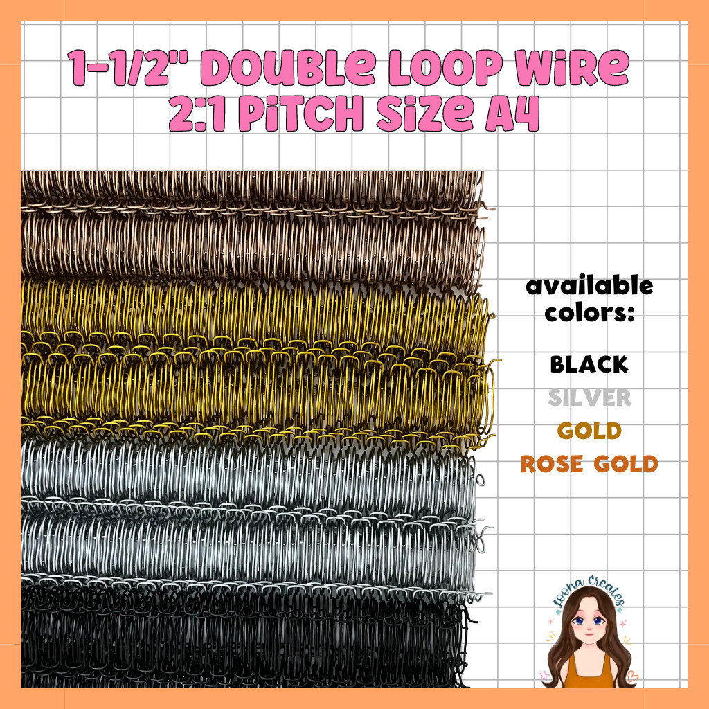 1-1/2" Double Loop Binding Wires For Cinch 2:1 Pitch, A4 Size 23 Loops ...