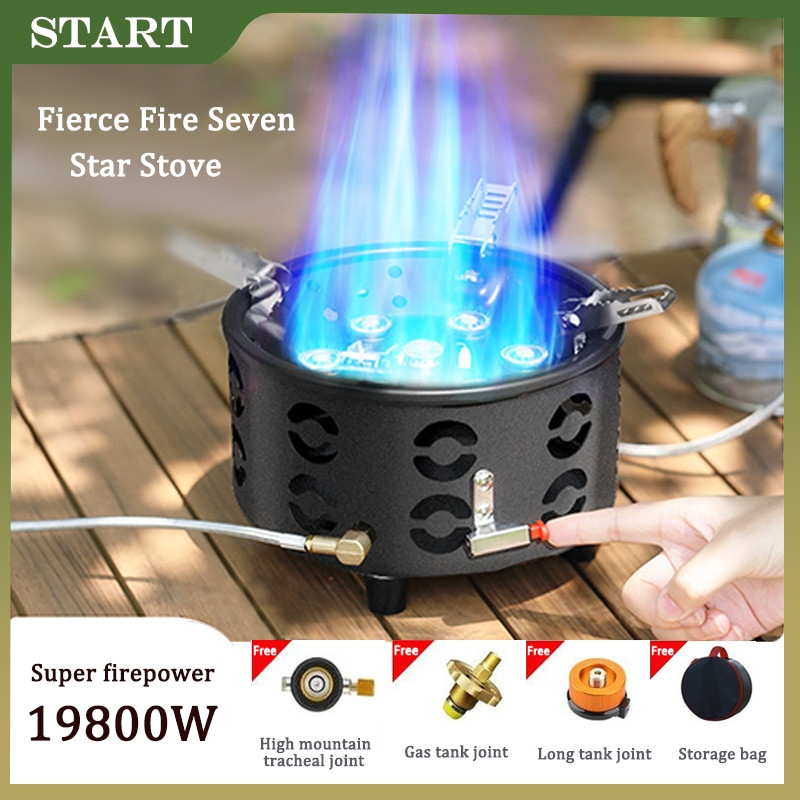 7 Core 19800W Strong Fire Power Camping Stove Portable Tourist Gas ...