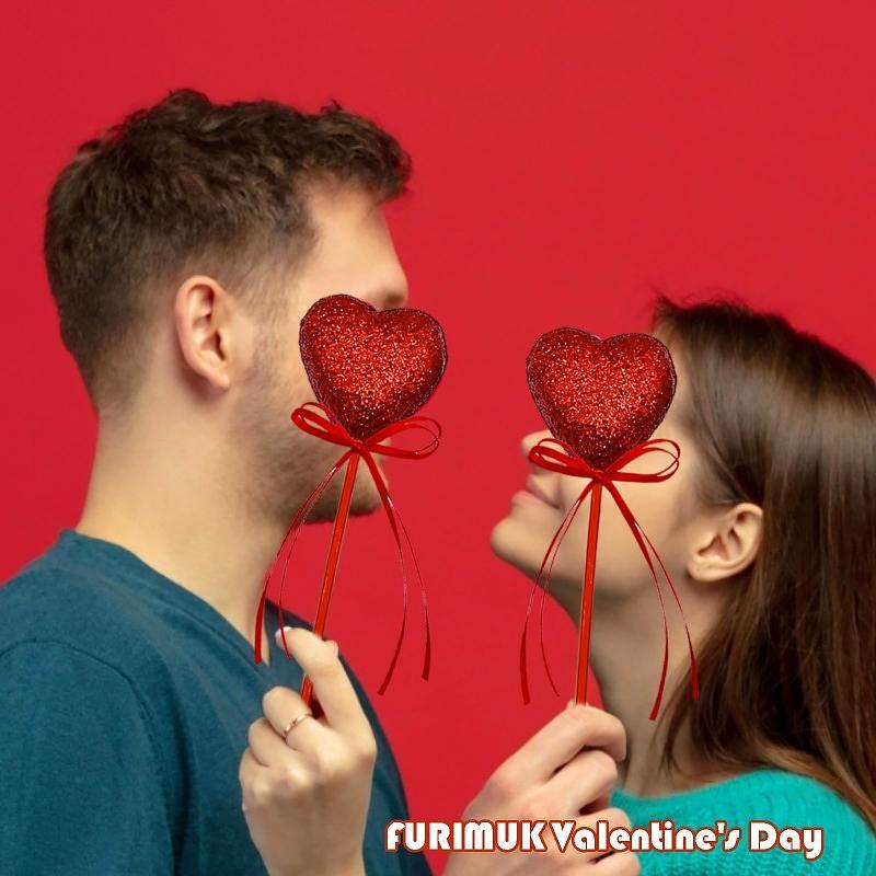 10Pcs Love Heart Picks Stick Glitter Foam Cake Toppers Pink Red ...