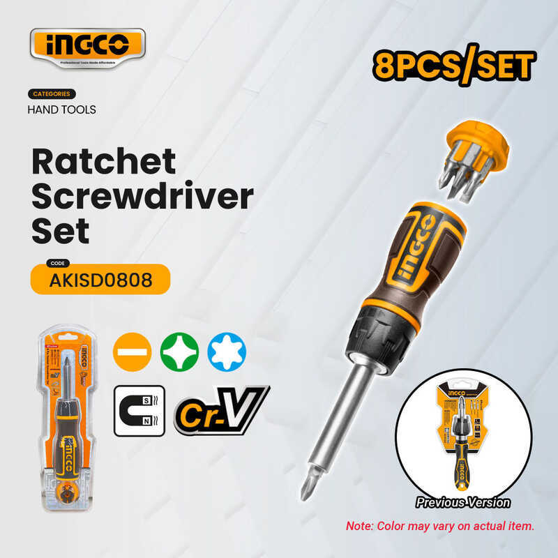 INGCO 8Pcs Ratchet Screwdriver Set Akisd0808 IHT F3a | Shopee Philippines
