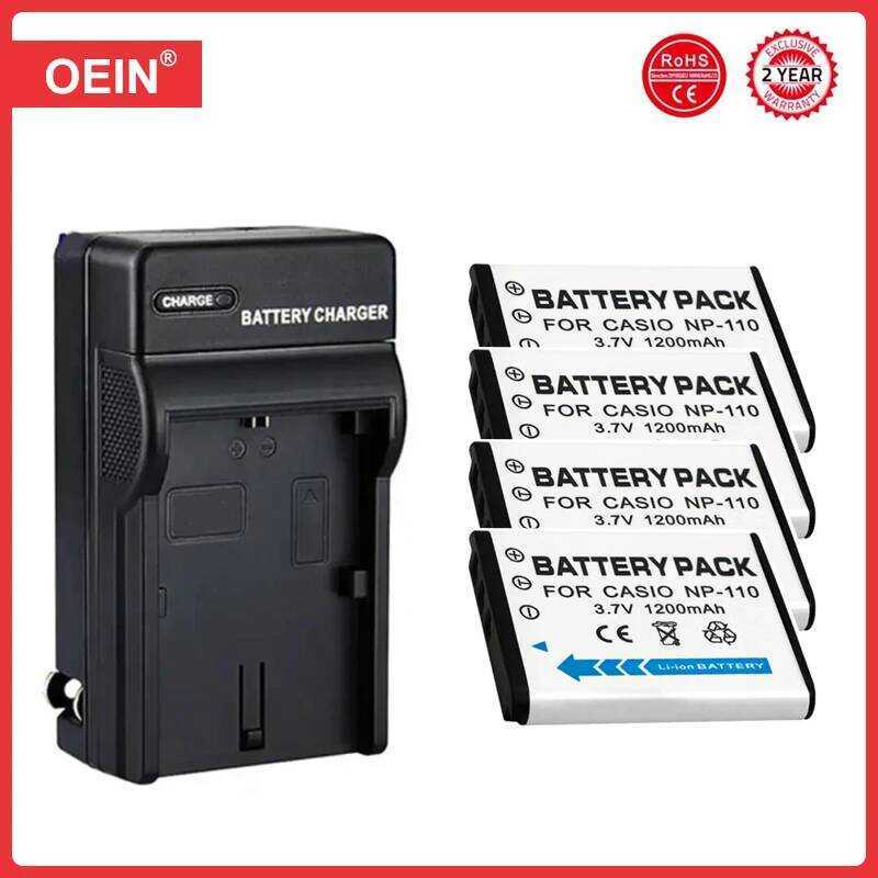 D8 4Pcs 2 1200Mah Np-110 Np110 Camera Battery For Casio Exilim Zoom Ex ...