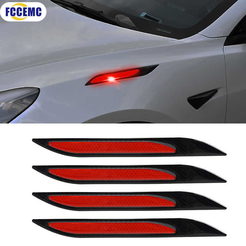 Newest 4Pcs Car Reflective Strips Bumper Protector Carbon Fiber Body ...