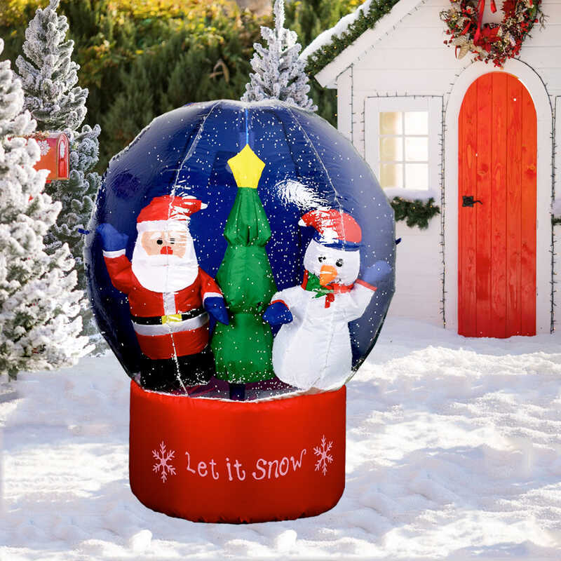 In Stock Inflatable Christmas Crystal Ball LED Light-Up Santa Claus ...