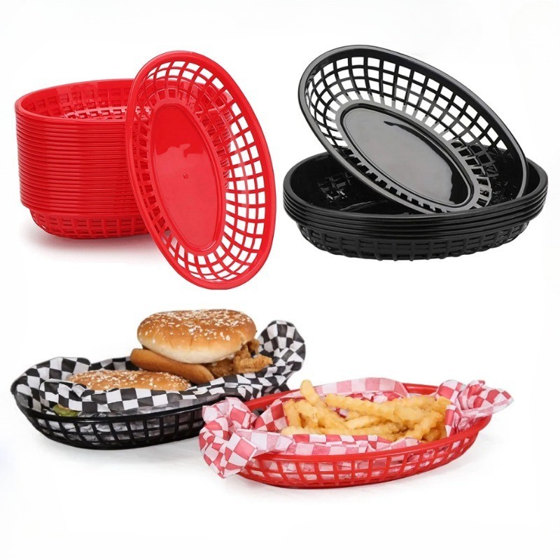 20Pcs Food Tray Basket Plastic Tray Fast Food Burger Fries Chicken Hot ...