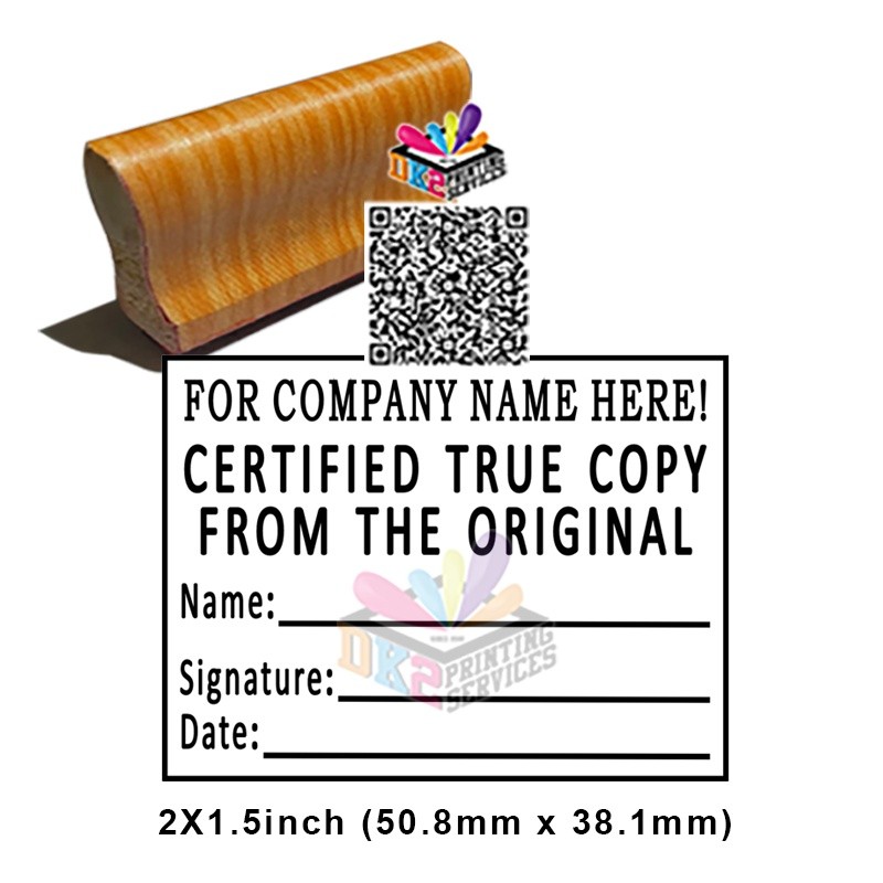 CERTIFIED TRUE COPY FROM THE ORIGINAL with Company Name CUSTOMIZED ...
