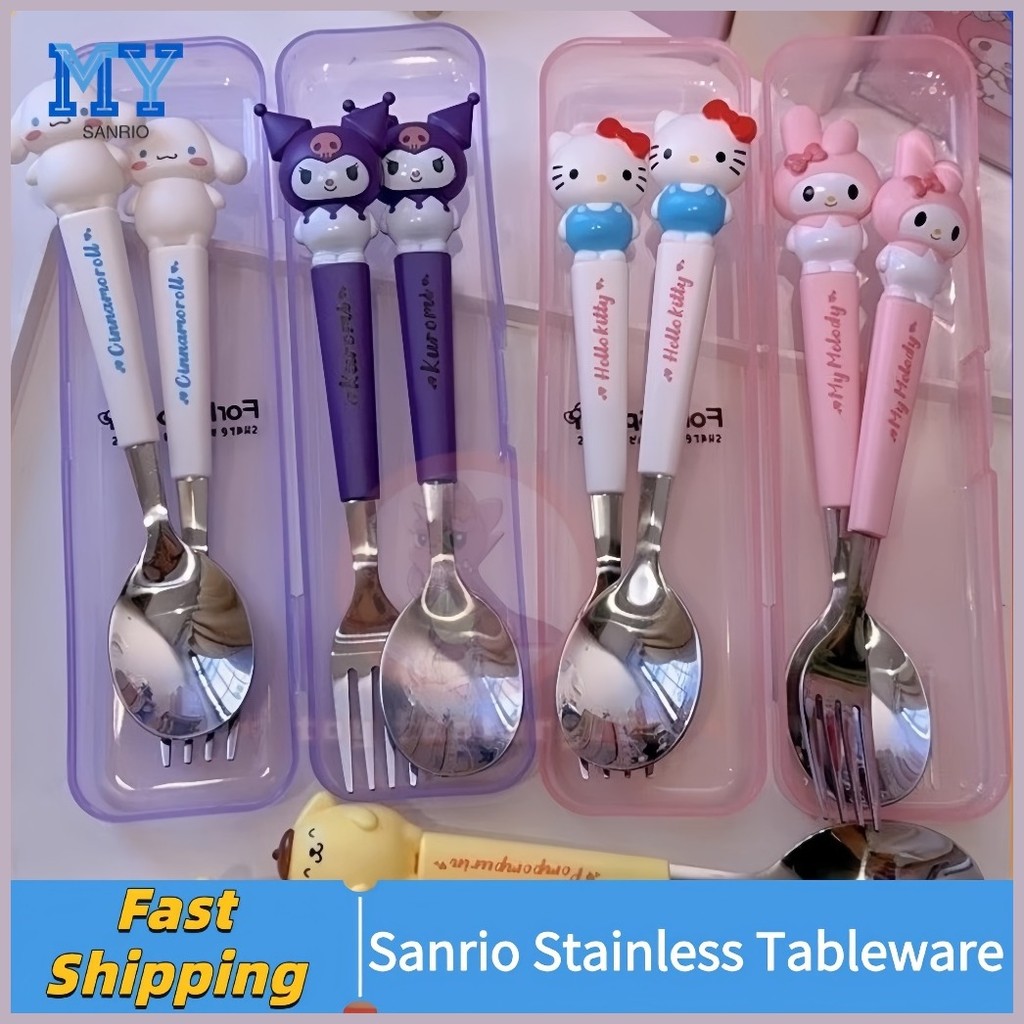 Sanrio Kuromi Tableware Set Stainless Tableware Portable Fork Spoon ...
