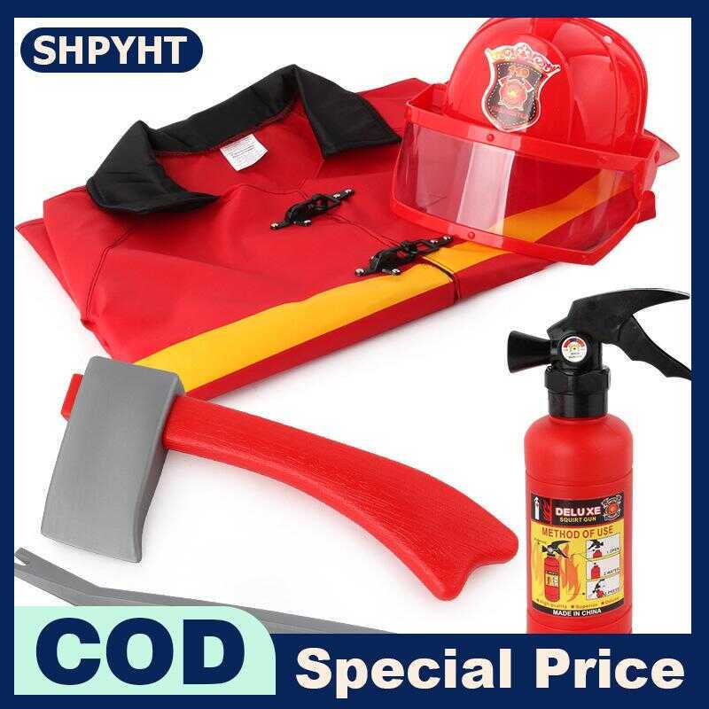 SHPYHT Kids Firefighter Costume Tool Role Play Suit Fireman Dress Up ...