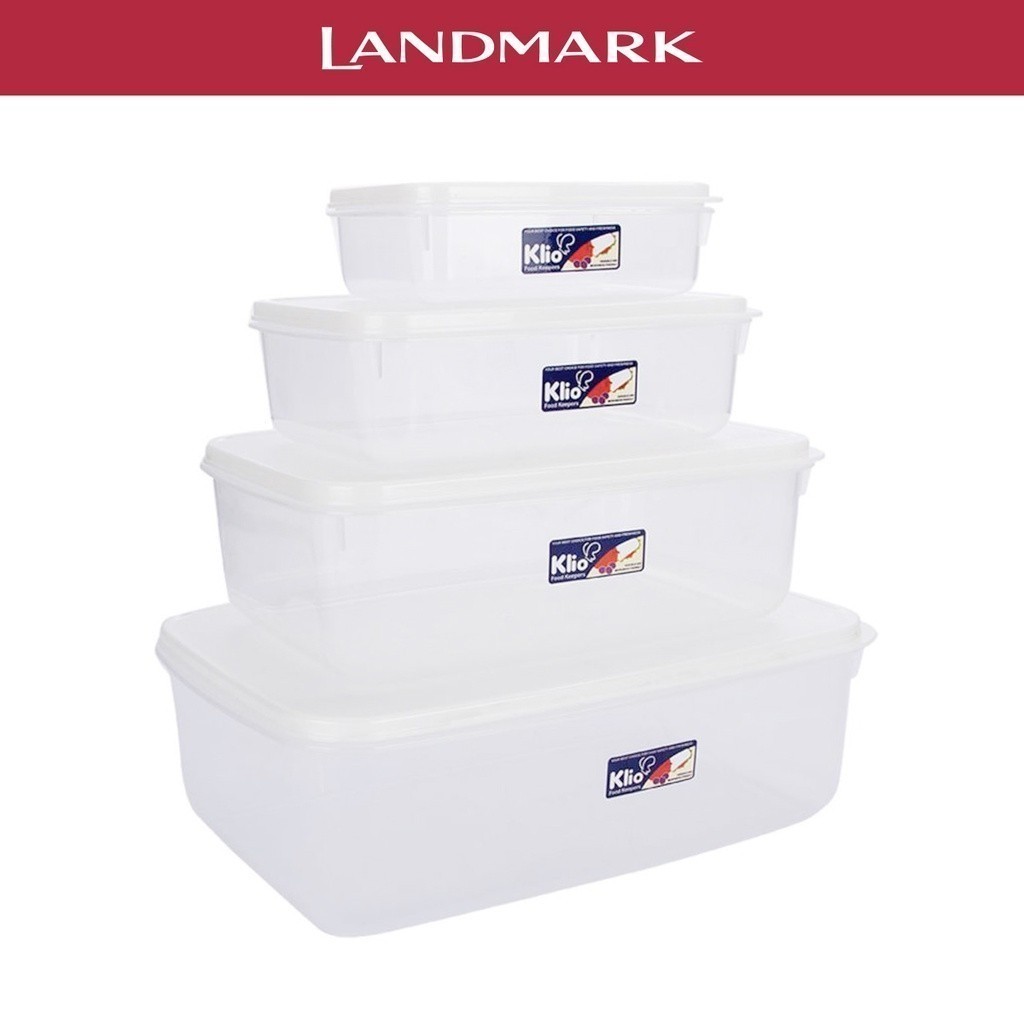 Klio 4pc Stackable Rectangle Series Set Food Keeper - White 20.5x9x29 ...