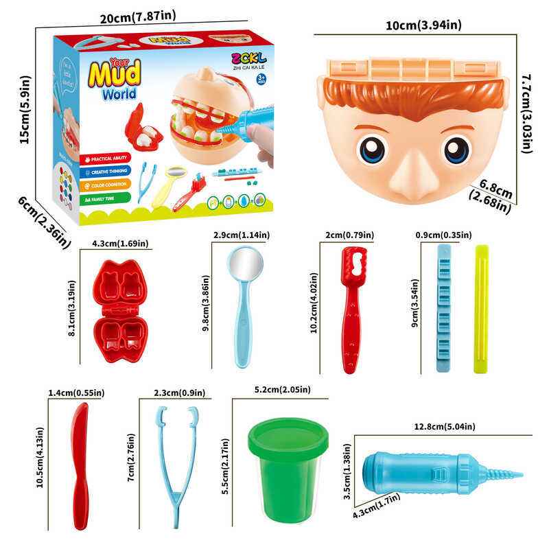 Little Dentist Playdough Clay Teeth Making Dental Toy Set Tools ...