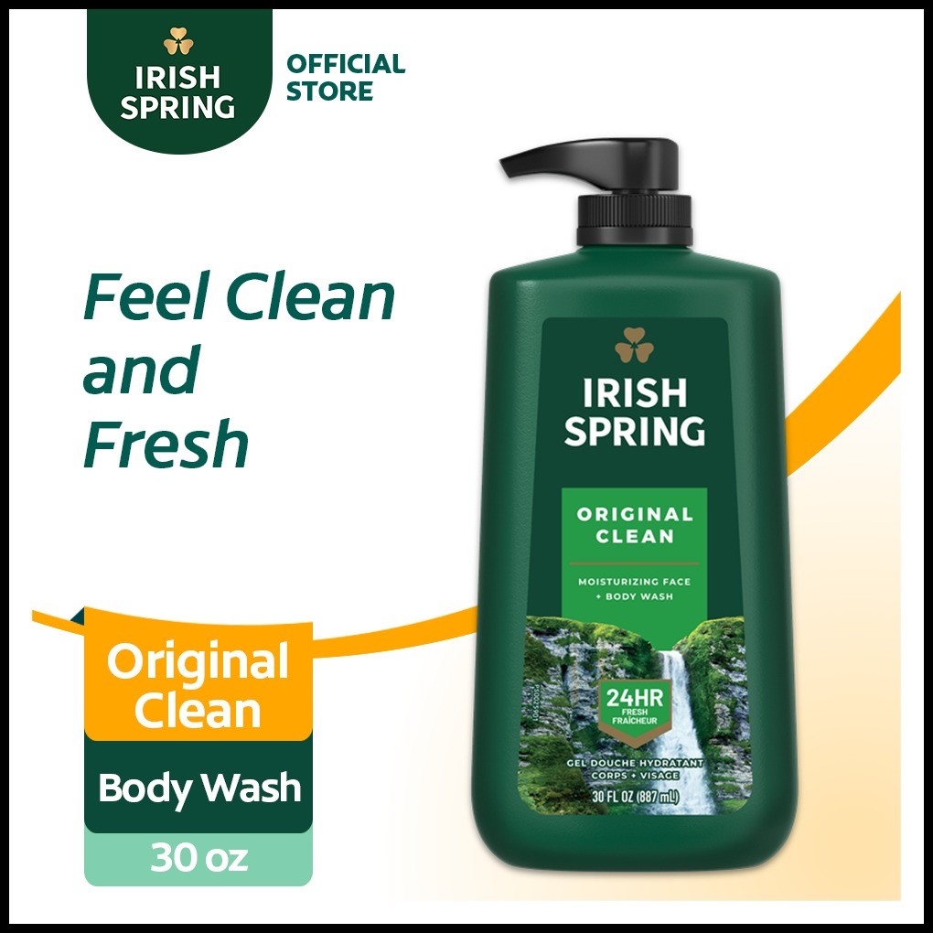 Irish Spring Original Clean Face & Body Wash - 24-Hour Freshness, 30oz ...