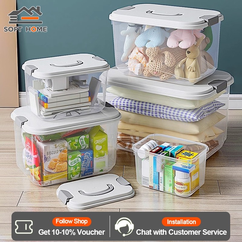 SOFTHOME Large Capacity Transparent Storage Box Snack Toy Organzier ...