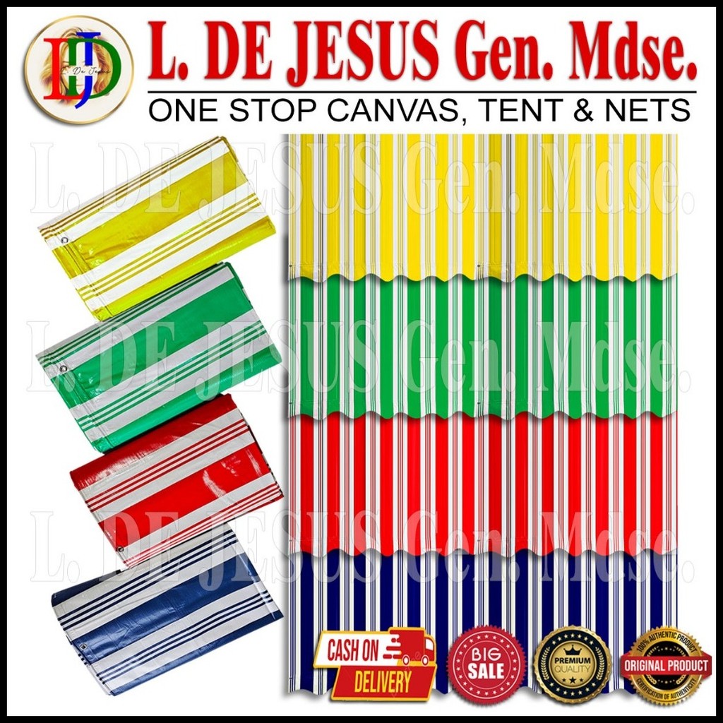 LDJ 4.5x9ft 4.5x12ft 4.5x15ft STRIPE NYLON LONA TRAPAL TARAPAL TOLDA ...
