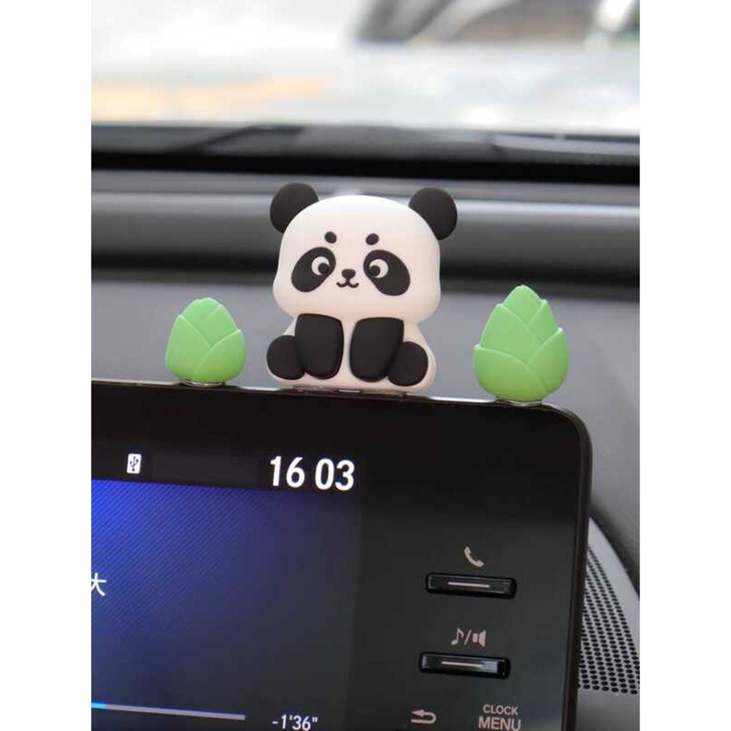 ☑☑ Cute Bamboo Shoots Giant Panda Dashboard Ornament Cartoon Figurine ...