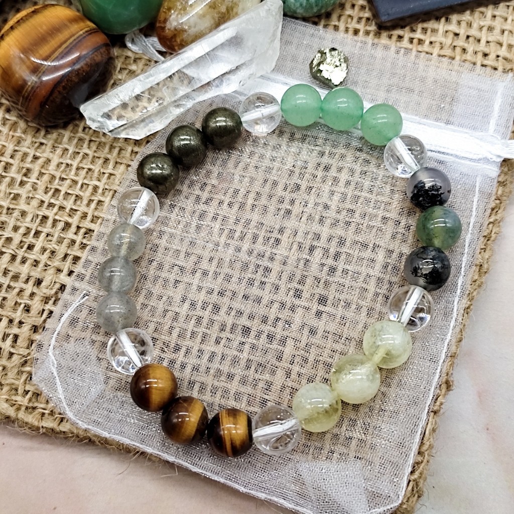 Bracelet Lucky Charm (Wealth & Abundance) Crystal Kit Tumbled Raw BCT ...