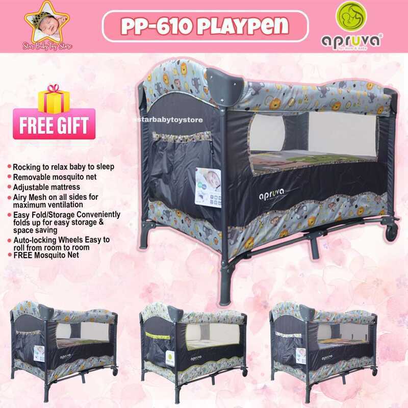 Apruva PP - 610Playpen Crib With Mosquito Net And Rocking Feature For ...