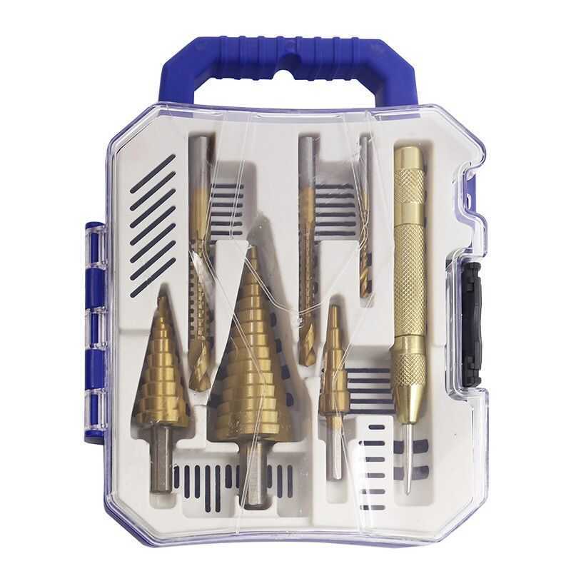 Step Drill Set Woodworking Slotting Saw Center Punch Triangle Shank ...