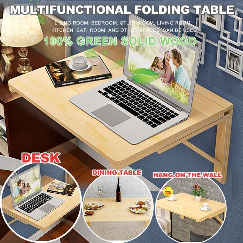 Wall Mounted Desk Solid Wood Folding Table Computer Desk Study Table ...