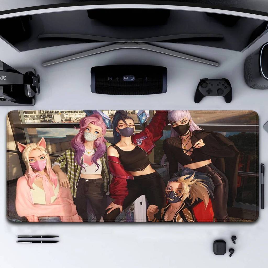 Gaming Mouse Pad Large KDA Sexy Girls Anime Desk Mat Xxl Keyboard Long ...