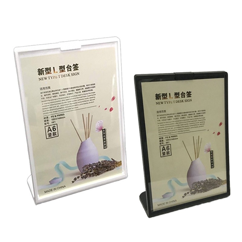 A4 Acrylic Menu Display Stand L-Shaped Restaurant Desktop Display ...